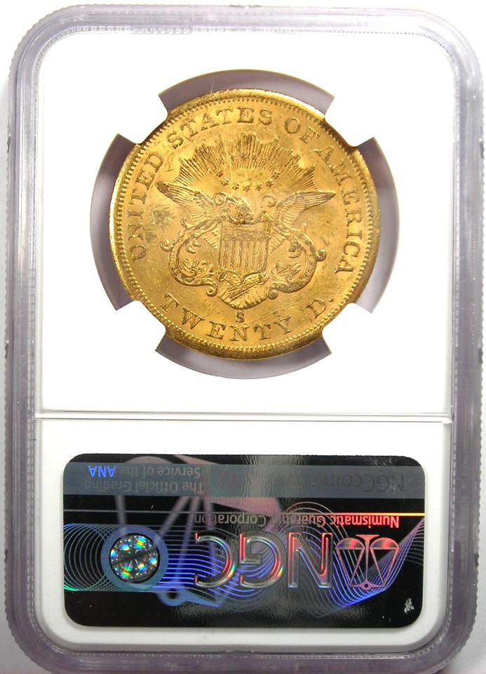 1859-S Liberty Gold Double Eagle $20 Coin - NGC MS60 (BU UNC) - $11,500 ...