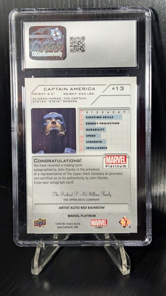 2023 Marvel Platinum Captain America Red #13 Artist John Stanko Auto ...