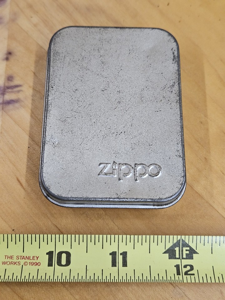 Zippo Metal Storage Tin Box Silver Rectangular Embossed Logo Empty Case ...