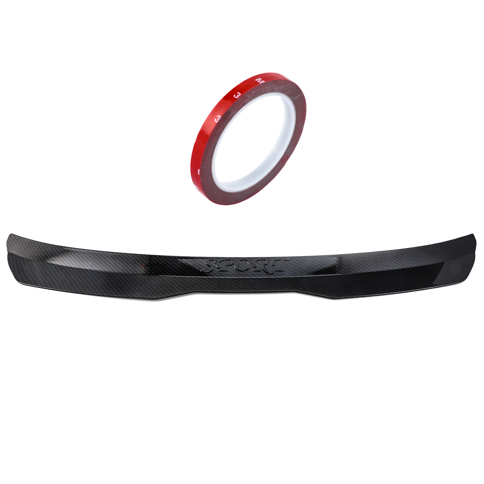 Car Rear Roof Lip Spoiler Wing Carbon Fiber Tail Trunk Kit ABS Strips ...