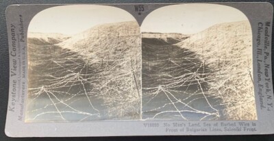 BARBED WIRE IN FRONT OF BULGARIAN LINES SALONIKI WW1 KEYSTONE ...
