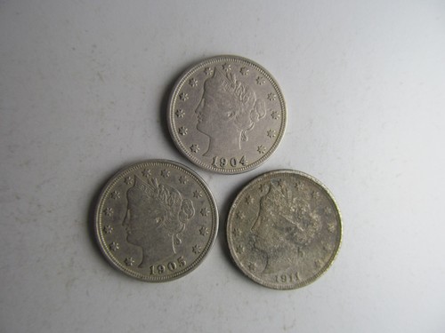 Set of 3 Different VF Grade Liberty "V" Nickels -- DECENT GRADE COINS ...