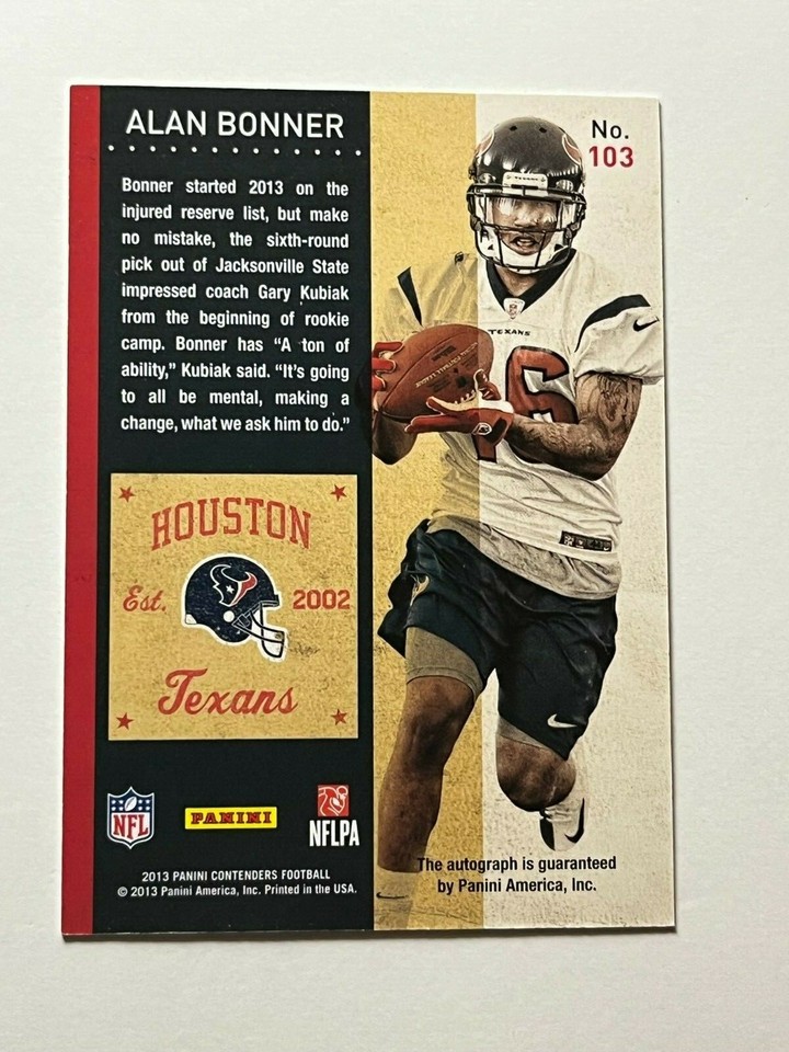2013 CONTENDERS FOOTBALL No.103 ALAN BONNER ROOKIE AUTO A374 | eBay