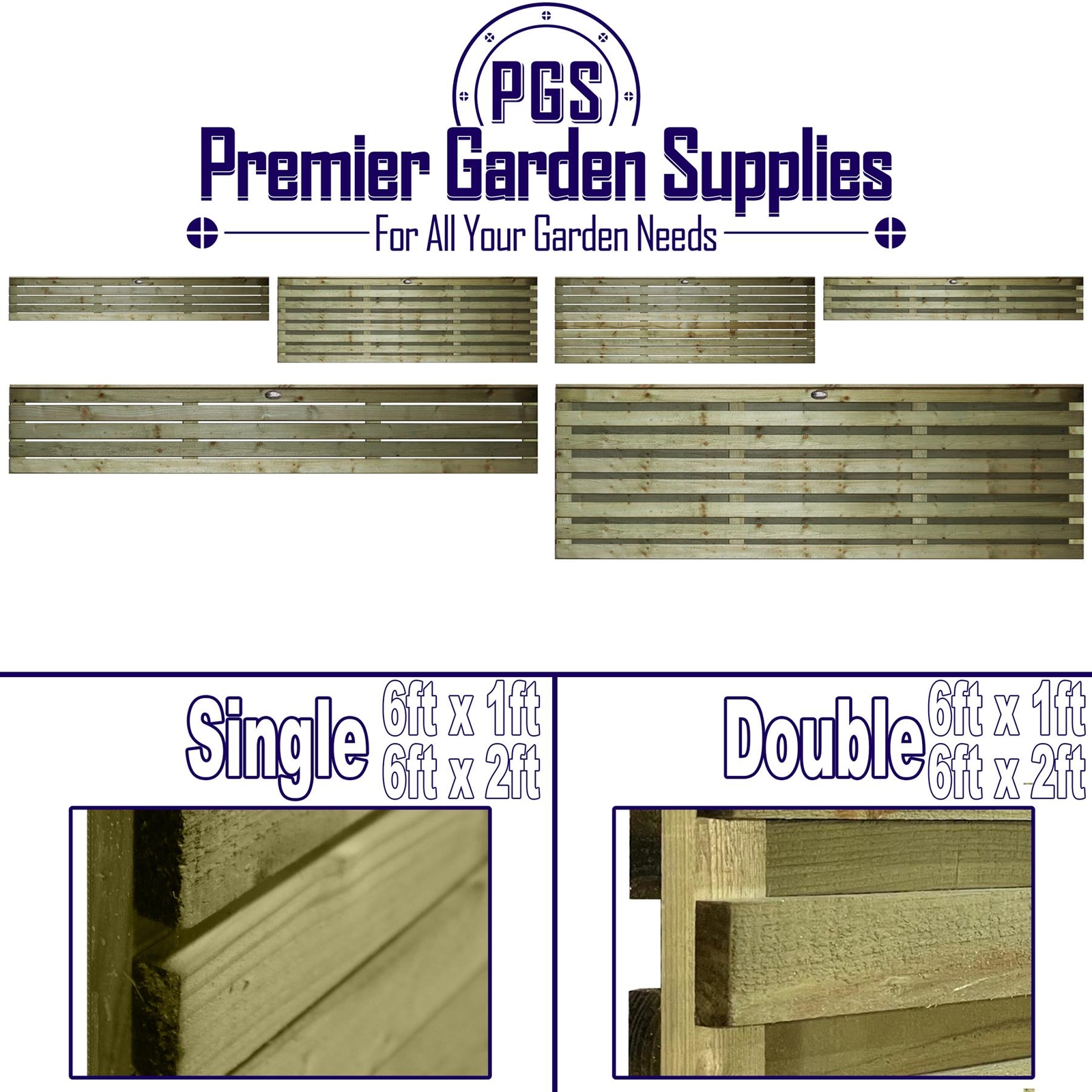 Roma Single/Double Slatted Contemporary Venetian Style Trellis Fence ...