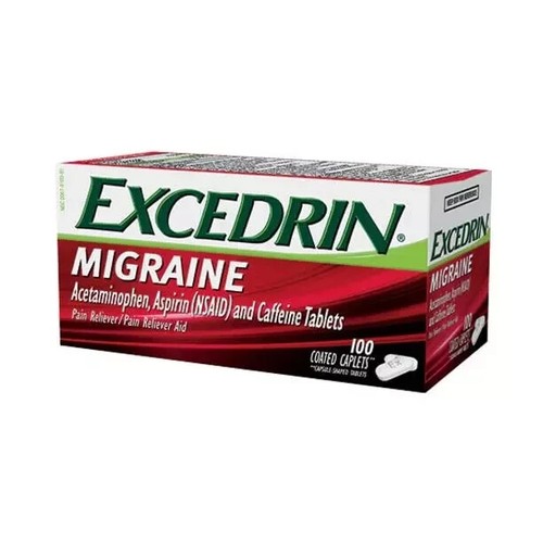 Excedrin Migraine Relief Acetaminophen Pain Reliever Caplets 100 Caps ...