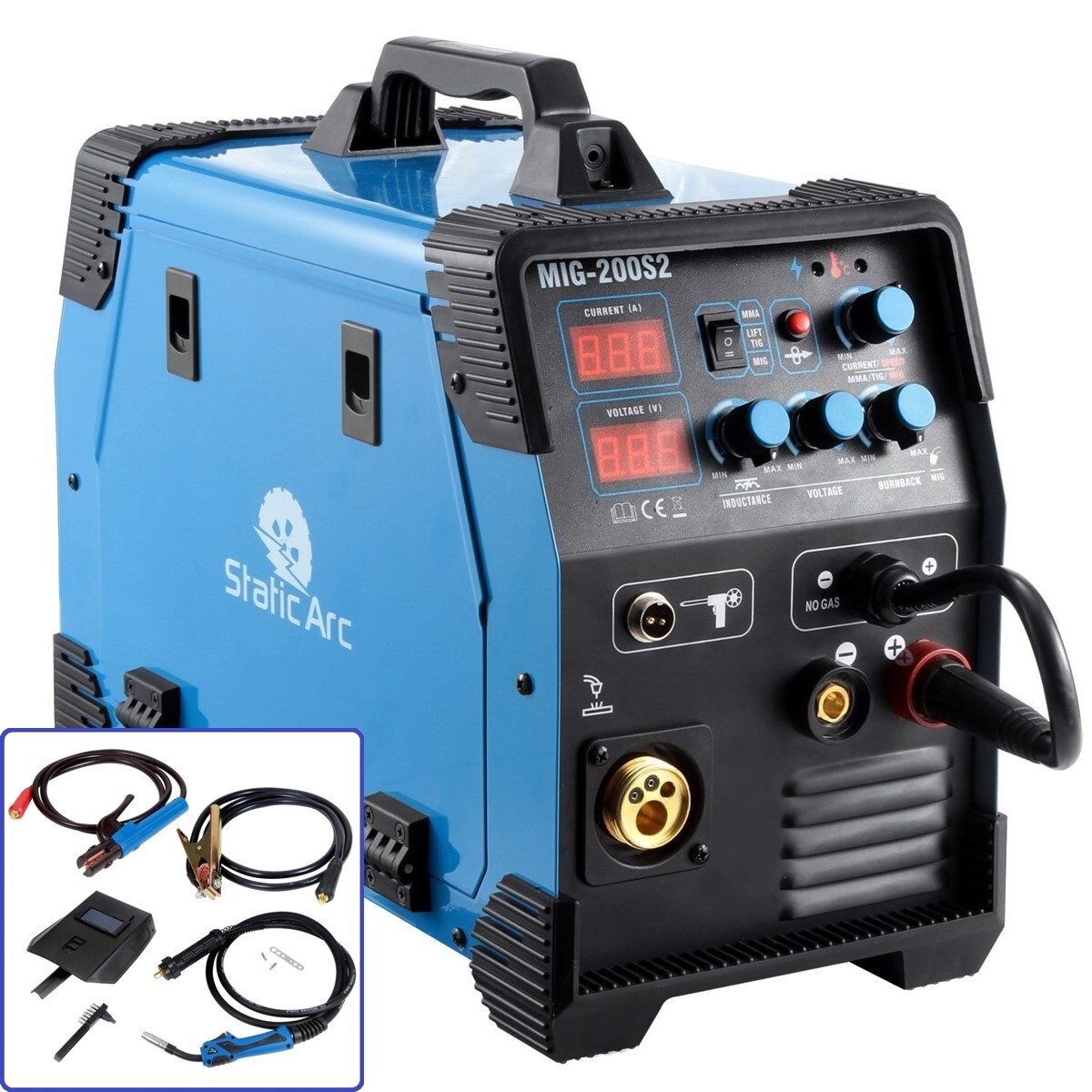 MIG 200A INVERTER DC WELDER 3in1 MMA TIG GAS GASLESS ARC MAG WELDING ...