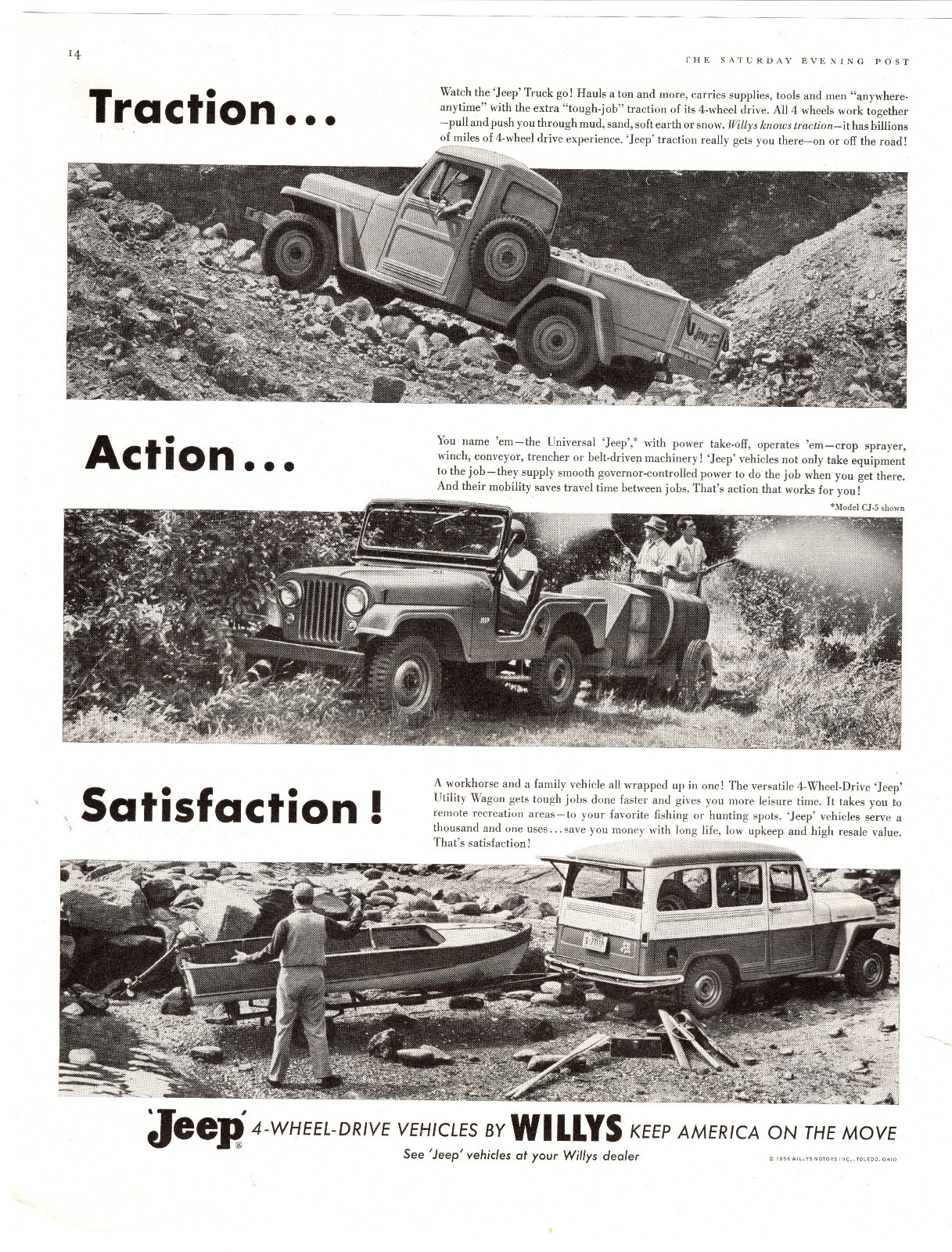 1956 Jeep Willys Traction Action Satisfaction Overland Truck Wagon ...