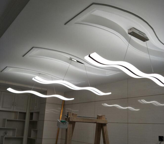 38W Modern Acrylic LED Wave Chandelier S shape Pendant Light Ceiling ...
