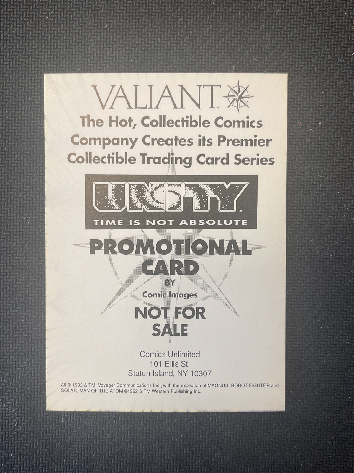 1992 Valiant Unity Promo Card Comic Images | eBay
