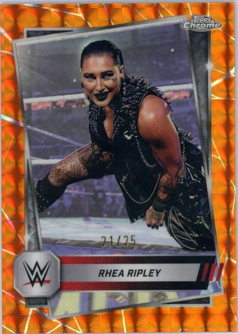 2025 Topps Chrome WWE - Rhea Ripley #80 Orange Geometric Refractor /25 ...