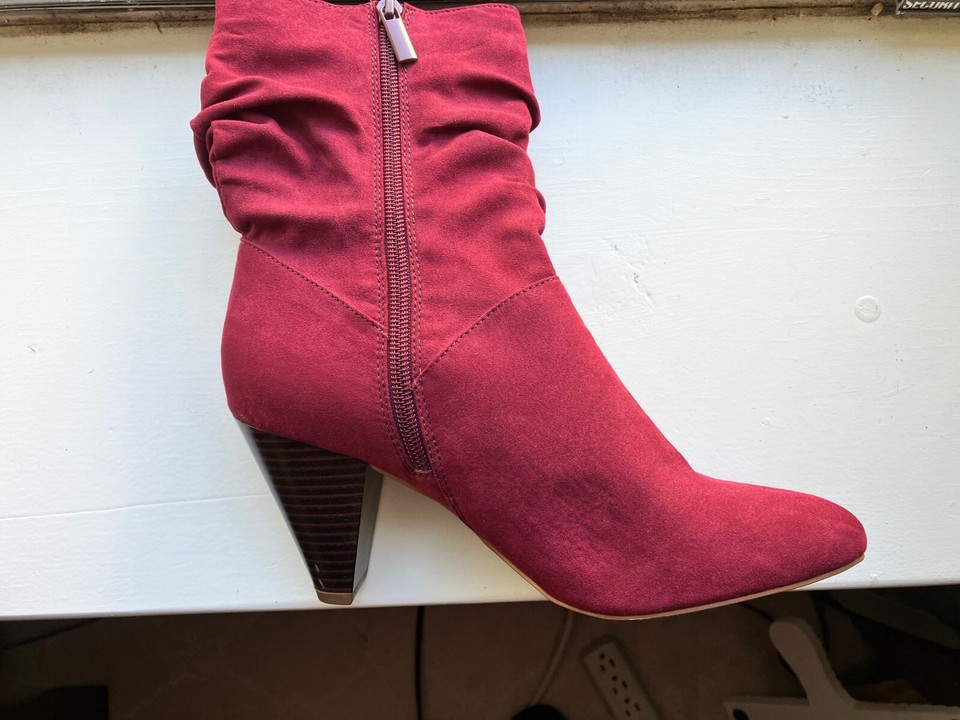 New in Box! Size 7.5M Red Wine Color Suede Slouch Booties by Kaari Blue ...