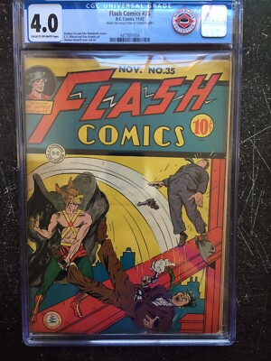 FLASH COMICS #35 CGC VG 4.0; CM-OW; Sheldon Moldoff Hawkman cvr; scarce ...