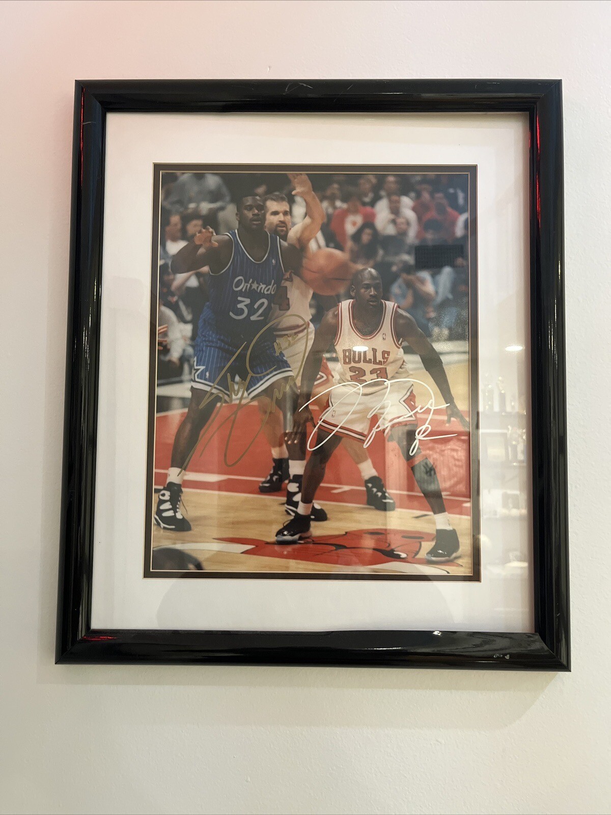 RARE MICHAEL JORDAN, SHAQ 8' X 11" AUTOGRAPH NBA SIGNED FRAMED NBA ...