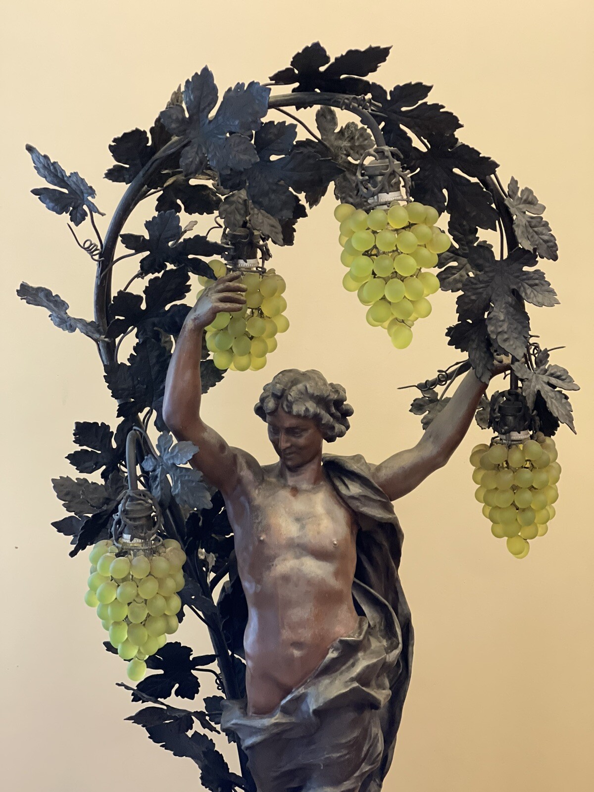 Antique Art Nouveau Nude Male Bacchus French Figural Statue Spelter ...