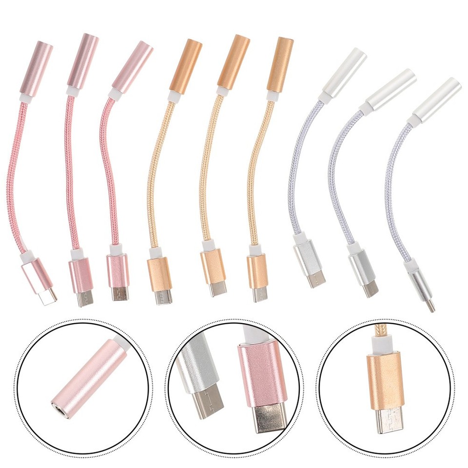 9pcs Usb C To 3.5mm Audio Cable: Usb-C To 3.5mm Headphone Adapter Play ...