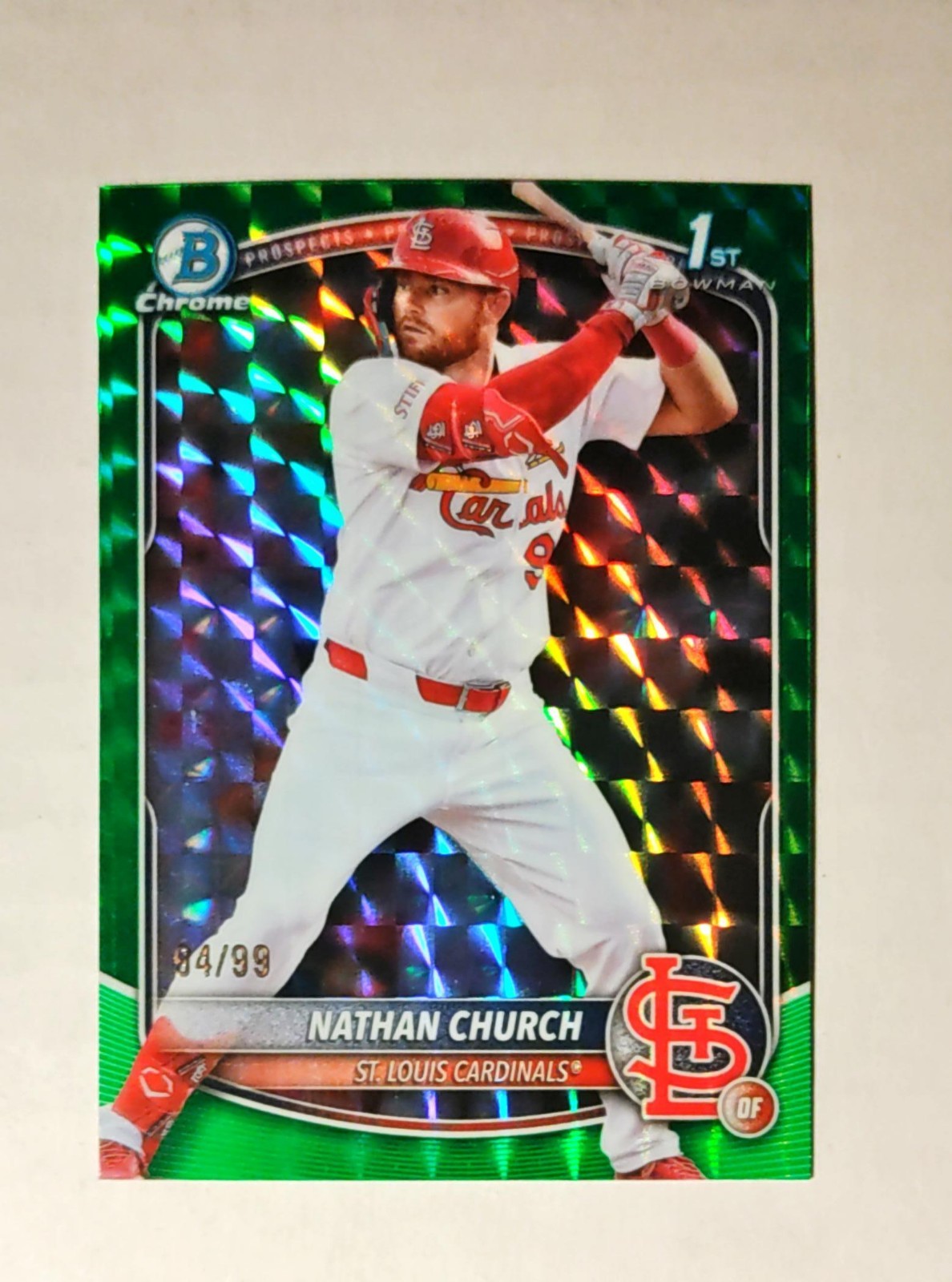 Nathan Church 2025 1st Bowman Chrome #BCP-192 Geometric GREEN REFRACTOR ...