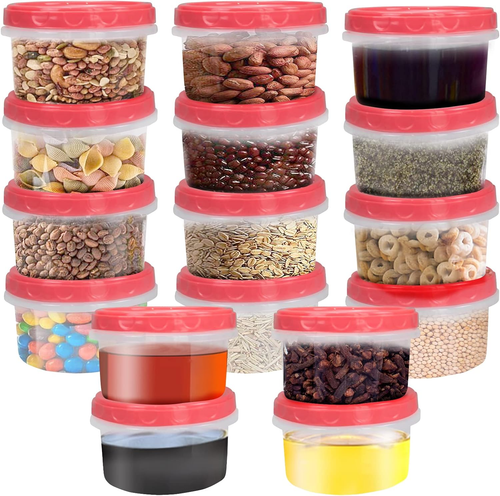 8 Ounce Reuseable Small Plastic Freezer Storage Container Jars with ...
