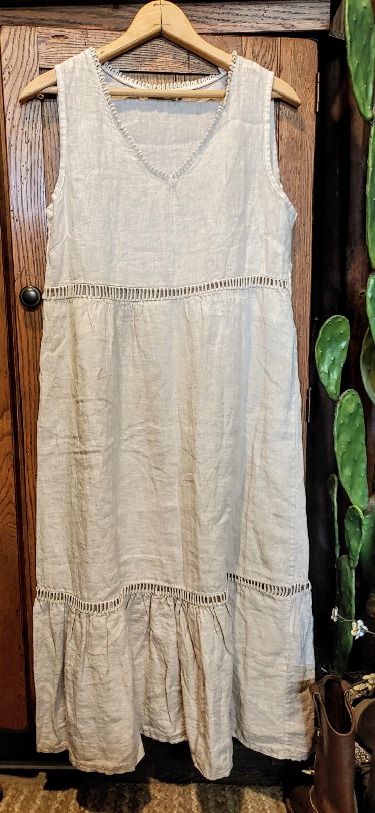 Valentina Naldi ITALY 100% Linen Dress Lagenlook Cott… - Gem