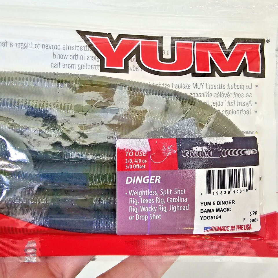 Yum 5" Dinger Soft Plastic Stick Bait Plastic Worm Made In USA You Pick ...