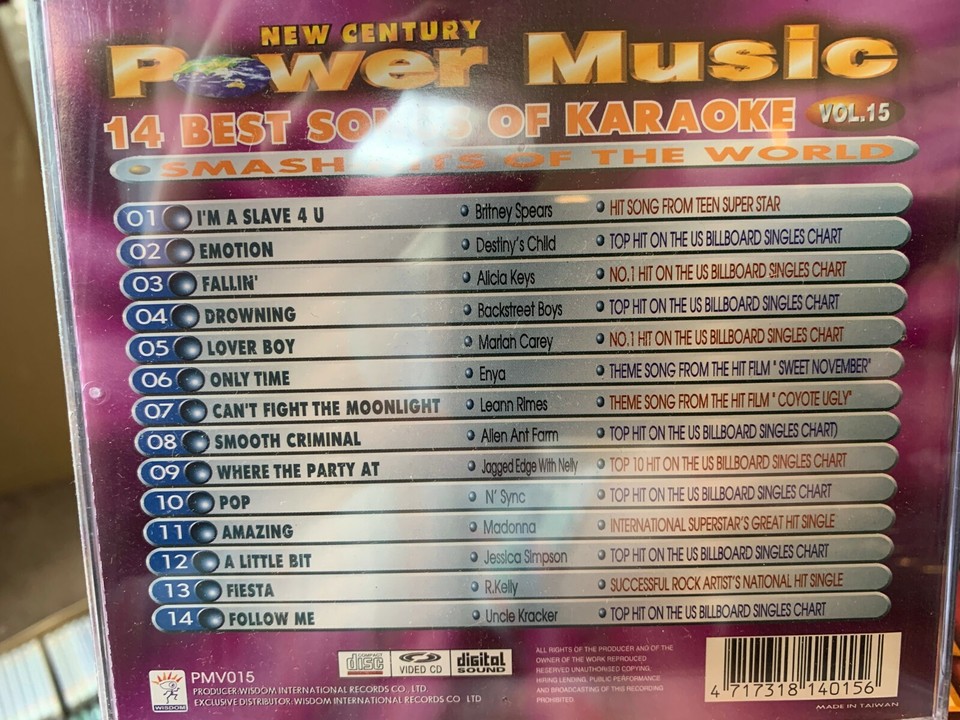 NEW CENTURY POWER MUSIC KARAOKE VOL 15 VCD PMV015 14 BEST SONGS OF ...