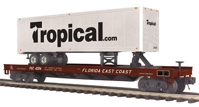 MTH Premier 4201 FEC Florida East Coast Flat Car 40' Trailer Tropical ...
