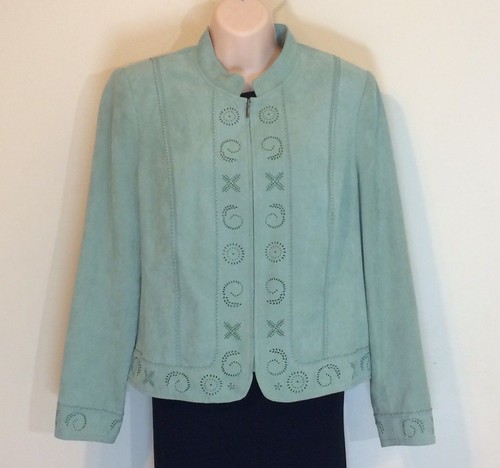 Women's Conrad C Collection Sage Winter Green Jacket Blazer Faux Suede ...