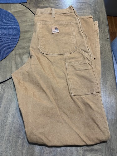Carhartt Pants Mens 33x36 Brown Relaxed Carpenter Hammer Loop Workwear ...