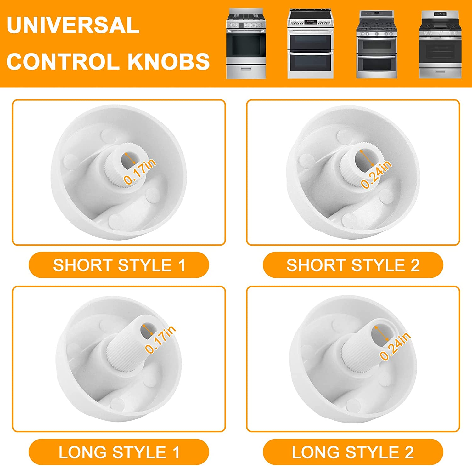 White Oven Control Switch Knob with 12 Adapters Universal Oven/Stove ...