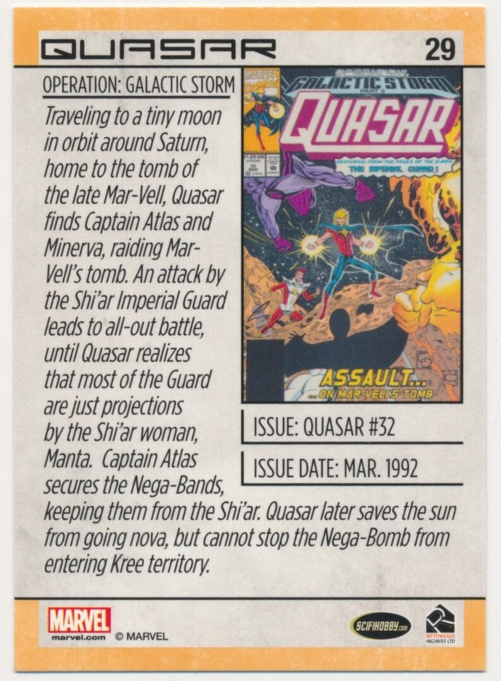 #29 QUASAR 2014 Rittenhouse Marvel Universe OPERATION GALACTIC STORM | eBay