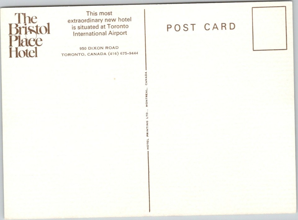 The Bristol Place Hotel Toronto Ontario Canada Unposted Vintage ...