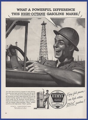 Vintage 1954 ETHYL Antiknock Compound Gasoline Gas Oil Print Ad 1950's ...