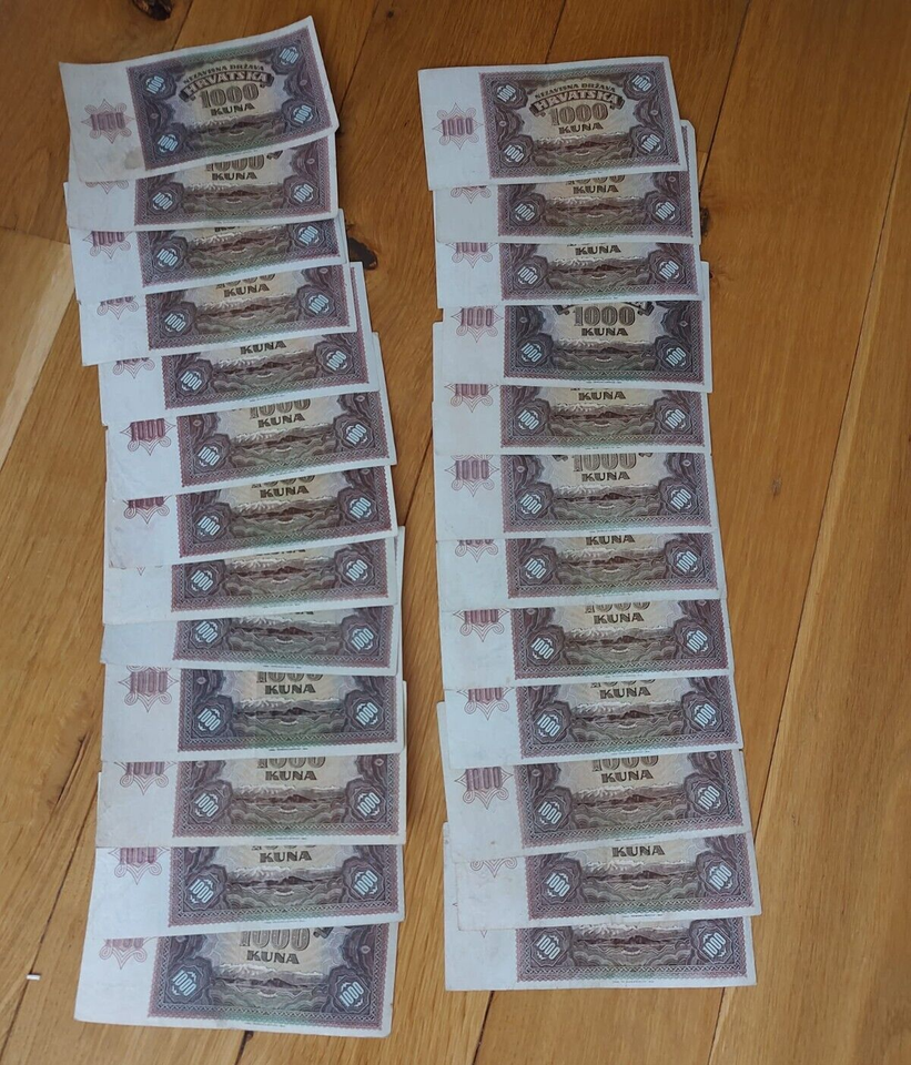 Lot of 25 pcs 1000 Croatian Kuna, banknotes, WW2, 1941, NDH, Rare | eBay