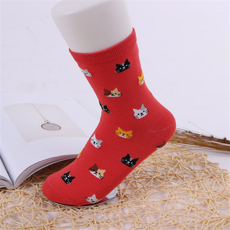HOT four seasons Comfortable Cartoon Cat breathable cotton socks unisex ...