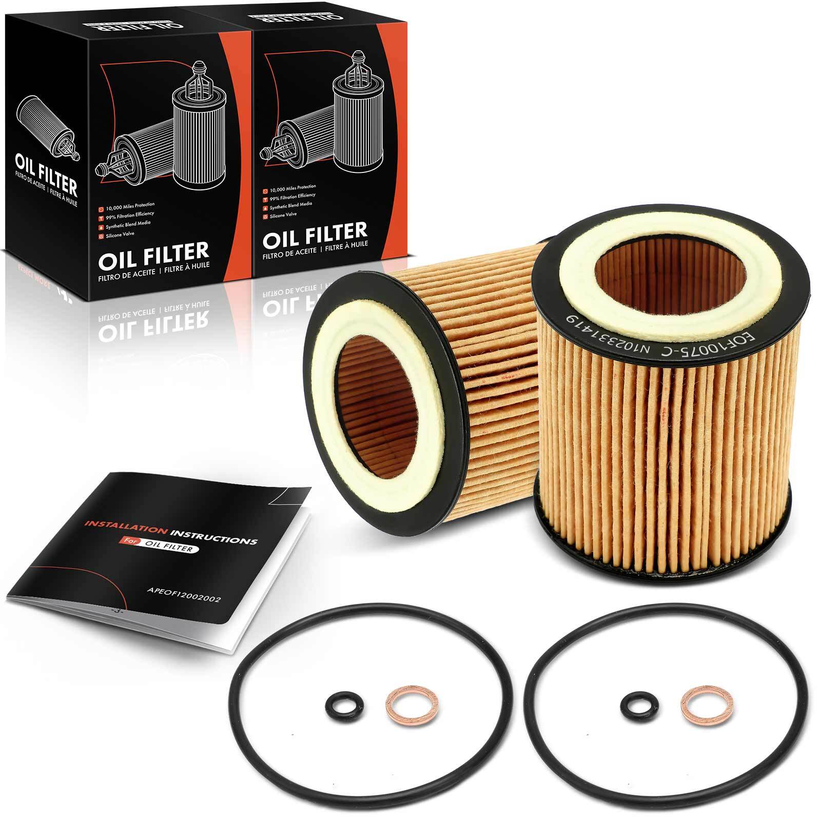 2pcs Engine Oil Filter for BMW 128i 08-13 530xi 06-07 328xi 07-08 X3 07 ...