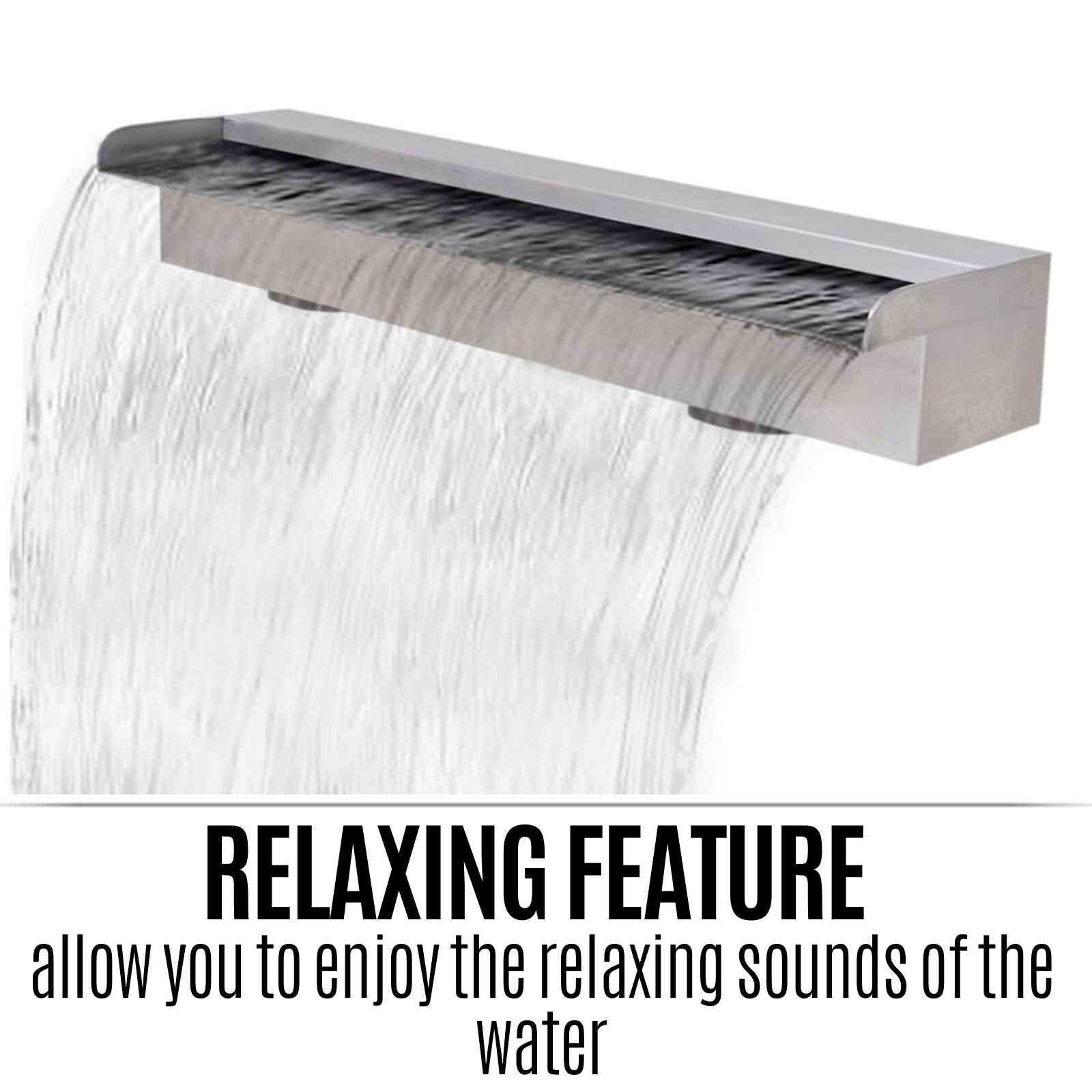 Rectangular Waterfall Pool Fountain Stainless Steel Elegant Pond Water ...