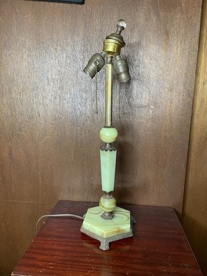 Jadeite Glass Lamp Art Deco Cast Iron Green Uranium Glow (Read) | eBay