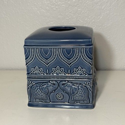 STYLE LOUNGE COUTURE BLUE CERAMIC 'ZANZIBAR' PATTERN ELEPHANTS Tissue ...