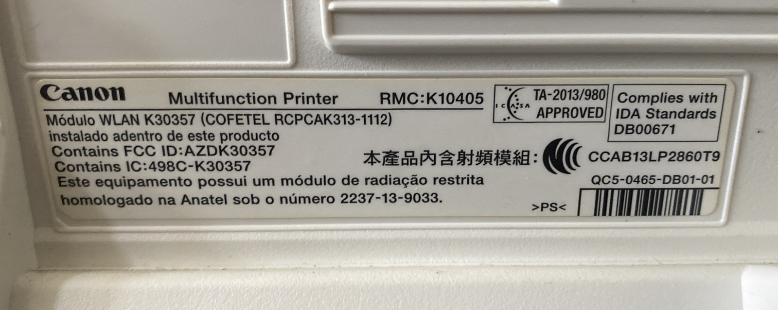 Canon Pixma K10405 Multifunction Printer MG2922 Color & Black 17” Long ...