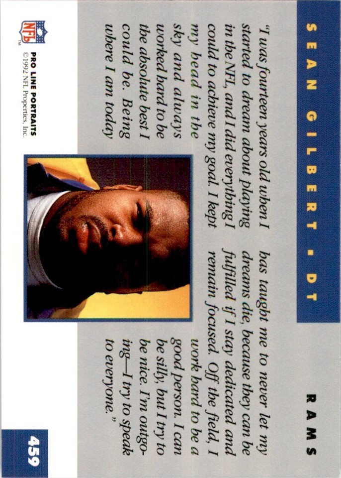 1992 Pro Line Sean Gilbert Football Cards #459 | eBay