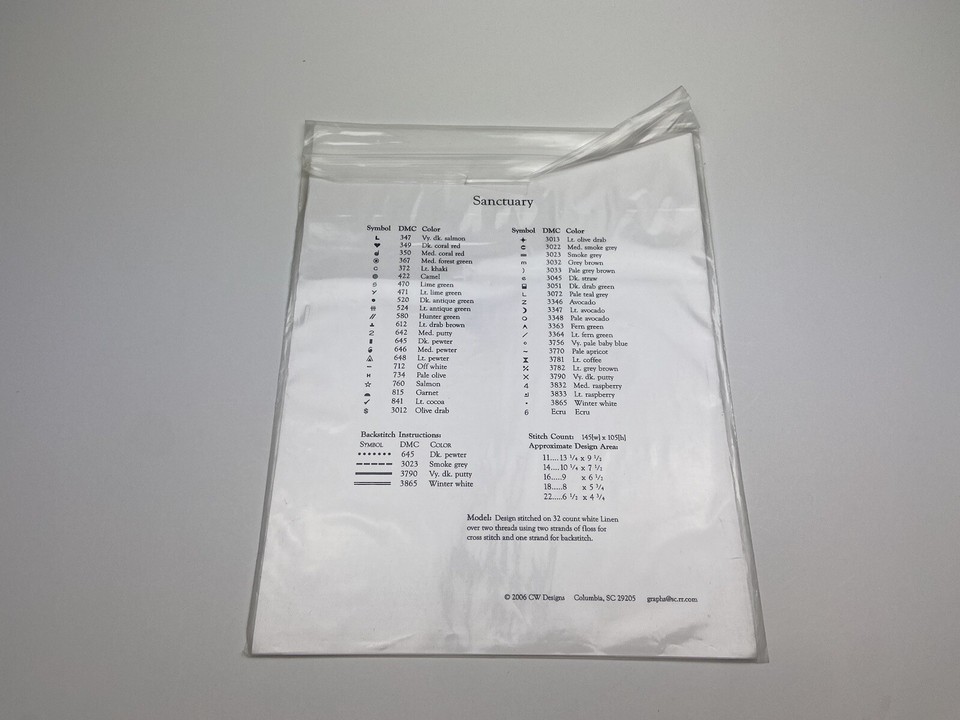 CW Designs Sanctuary Number 1 Counted Cross Stitch Pattern Home 4P | eBay