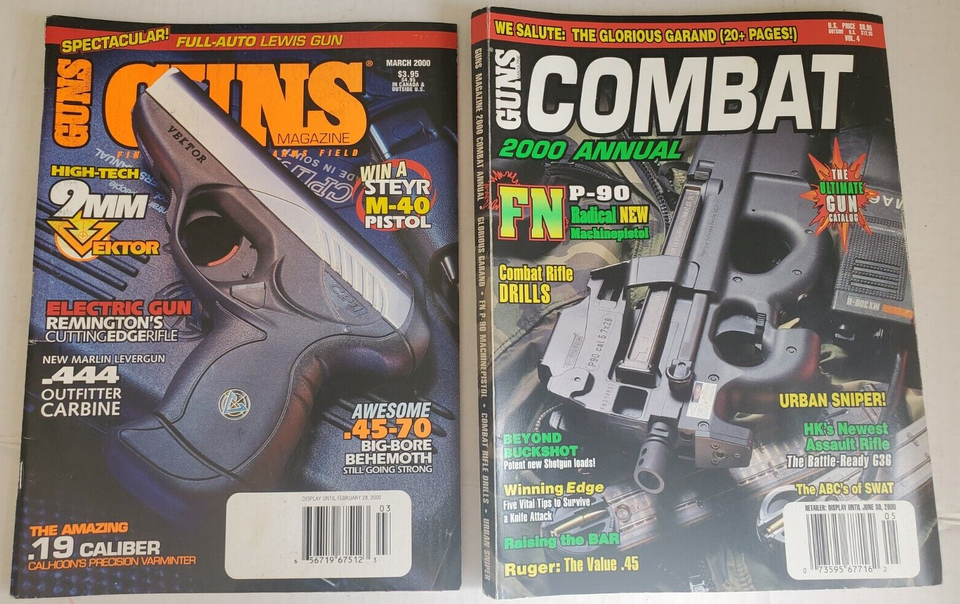 Lot of 4 Vtg Magazines GUNS Combat 2000 + Mar 2000 + AMMO + Weapons LE ...