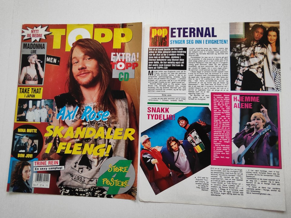 BJÖRK / AXL ROSE GUNS N' ROSES article TOPP magazine Norway 1993. | eBay
