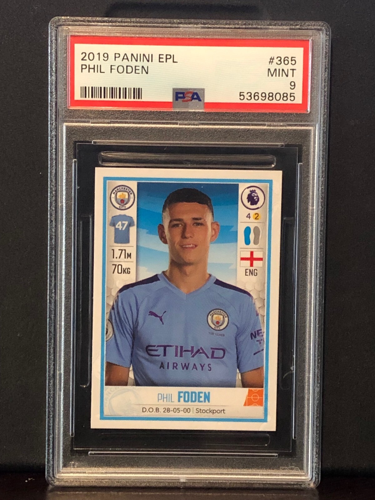 2019 PANINI Premier League Phil Foden #365 RC Rookie Sticker PSA 9 | eBay