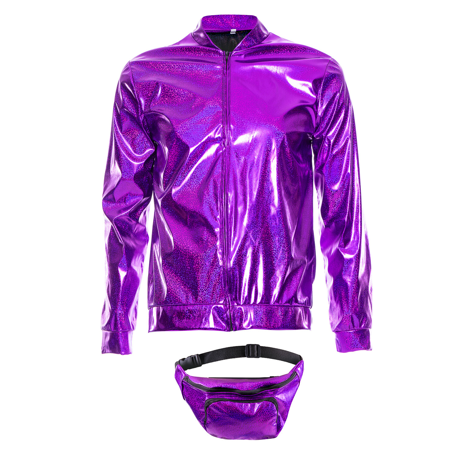 70s 80s 90s Foil Metallic Shiny RAVE Bomber Jacket Hologram Festival ...