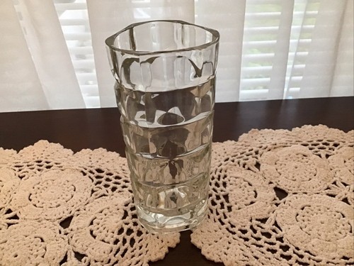 Vtg Vase Heavy Pressed Glass 3 Sided Cube 6.5” Marked France 17 ...