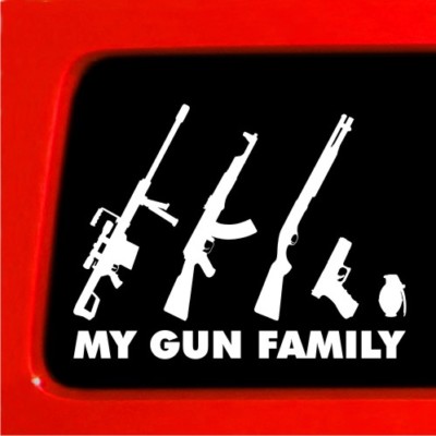 Sticker Connection | My Gun Stick Figure Family | Bumper Sticker Decal ...