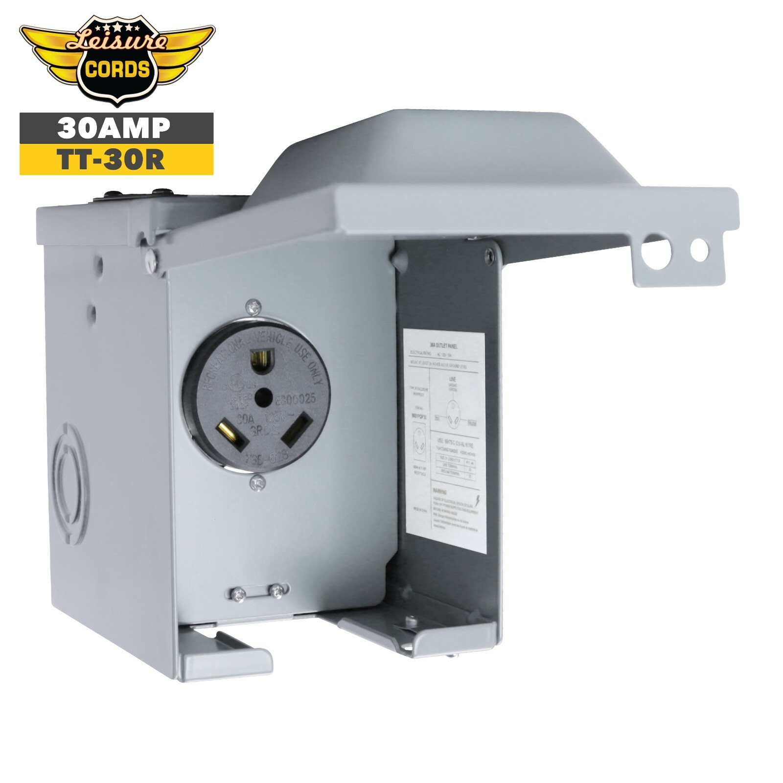 RV Lockable Power Outlet Box 30Amp Outdoor Camper NEMA TT-30R 125V ...