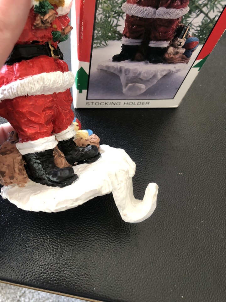 Vintage International Silver Christmas Stocking Holder Santa Clause ...