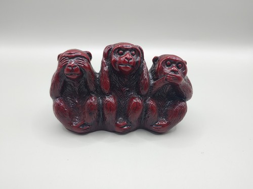 Miniature 3" Three Wise Monkeys Hear See Speak No Evil Resin Figurines ...