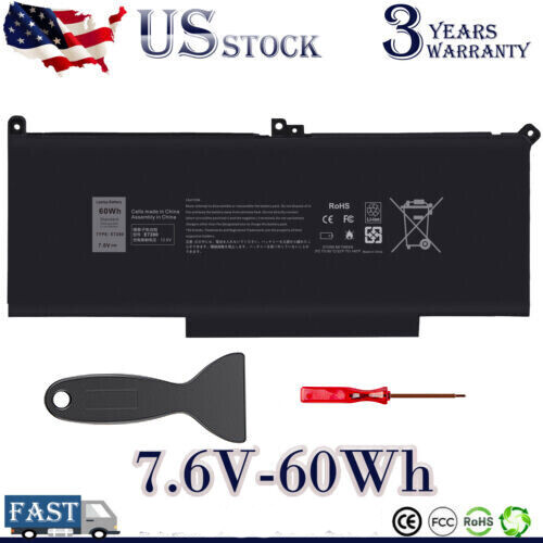 F3YGT DM3WC Battery for Dell Latitude E7280 E7480 12 7000 7280 14 7000 ...